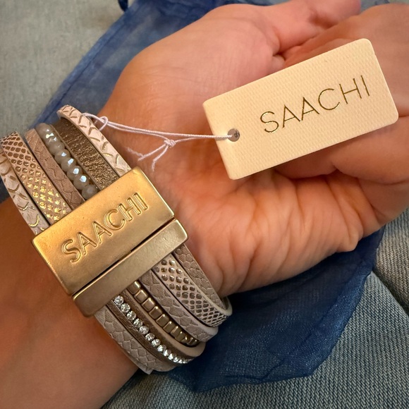 SAACHI | Jewelry | Saachi Gold And Cream Layered Bracelet | Poshmark